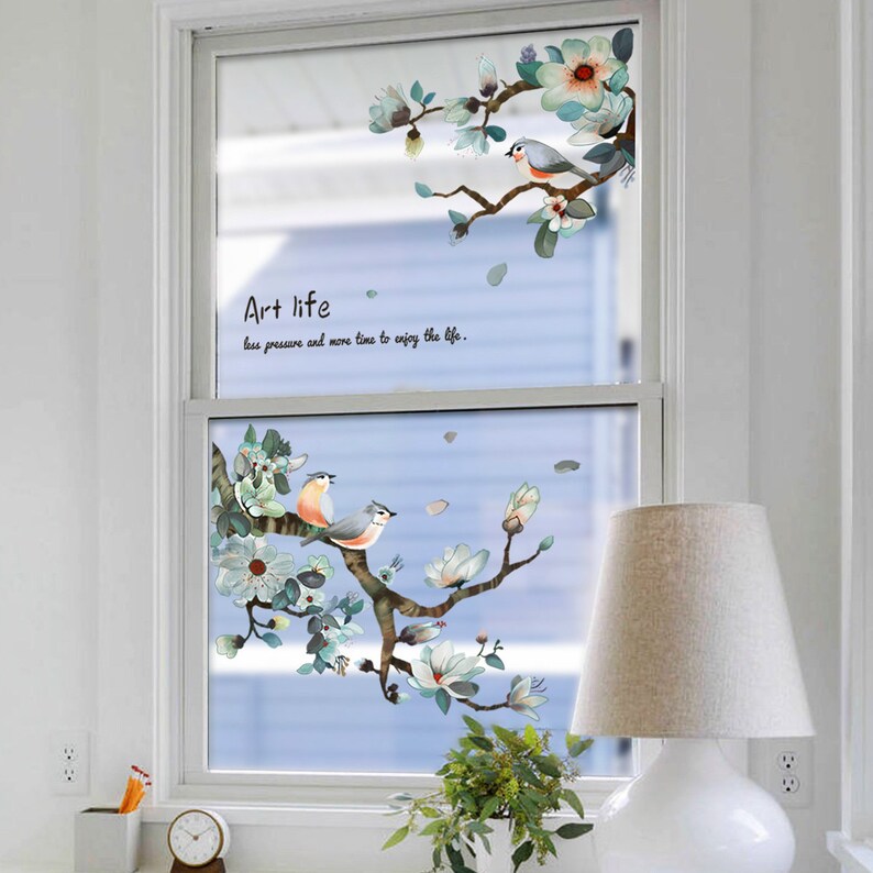 Spring Flower Window Clingsstatic Cling Window Stickerflower - Etsy