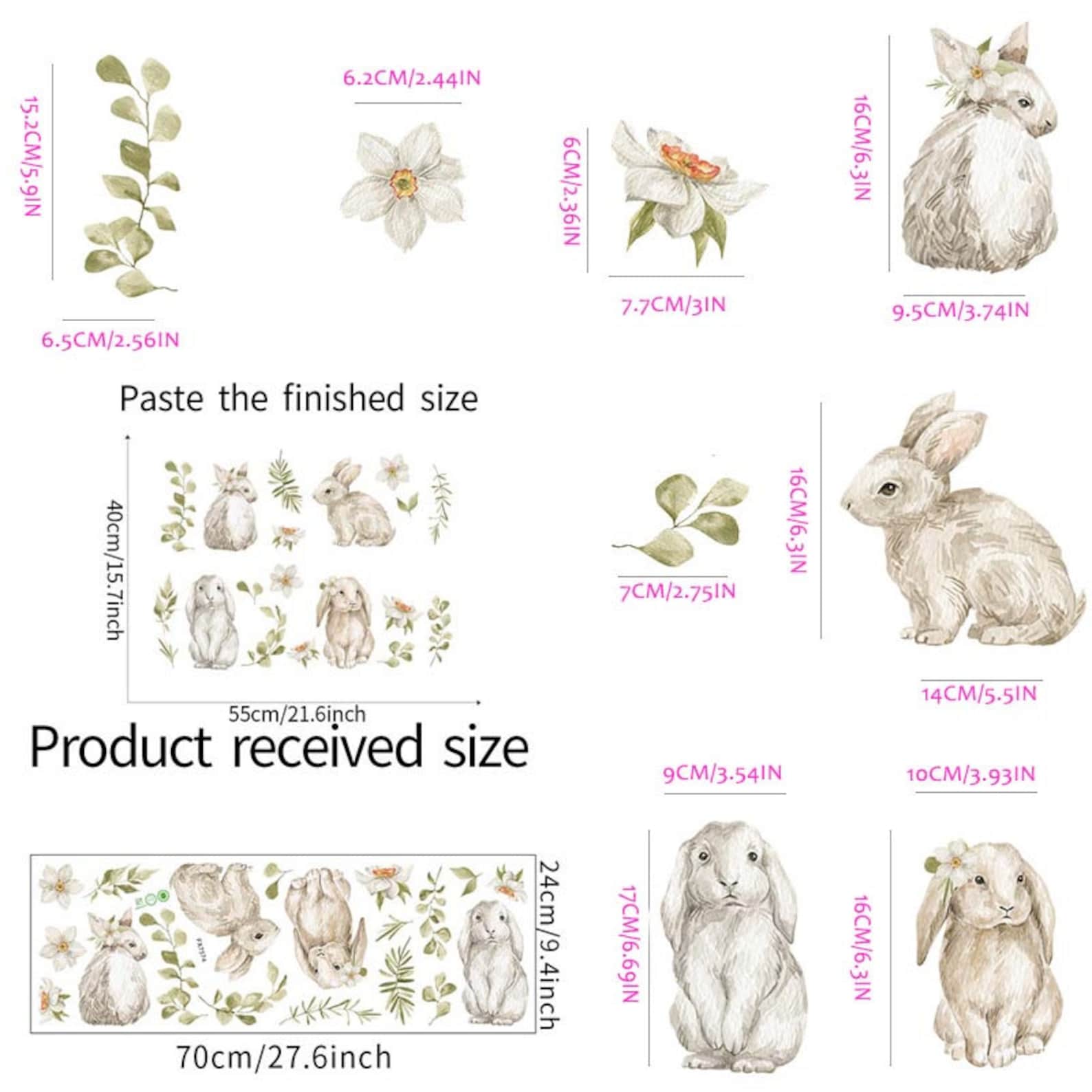 Bunny Kit Wall Decalcartoon Rabbit Nursery Wall - Etsy