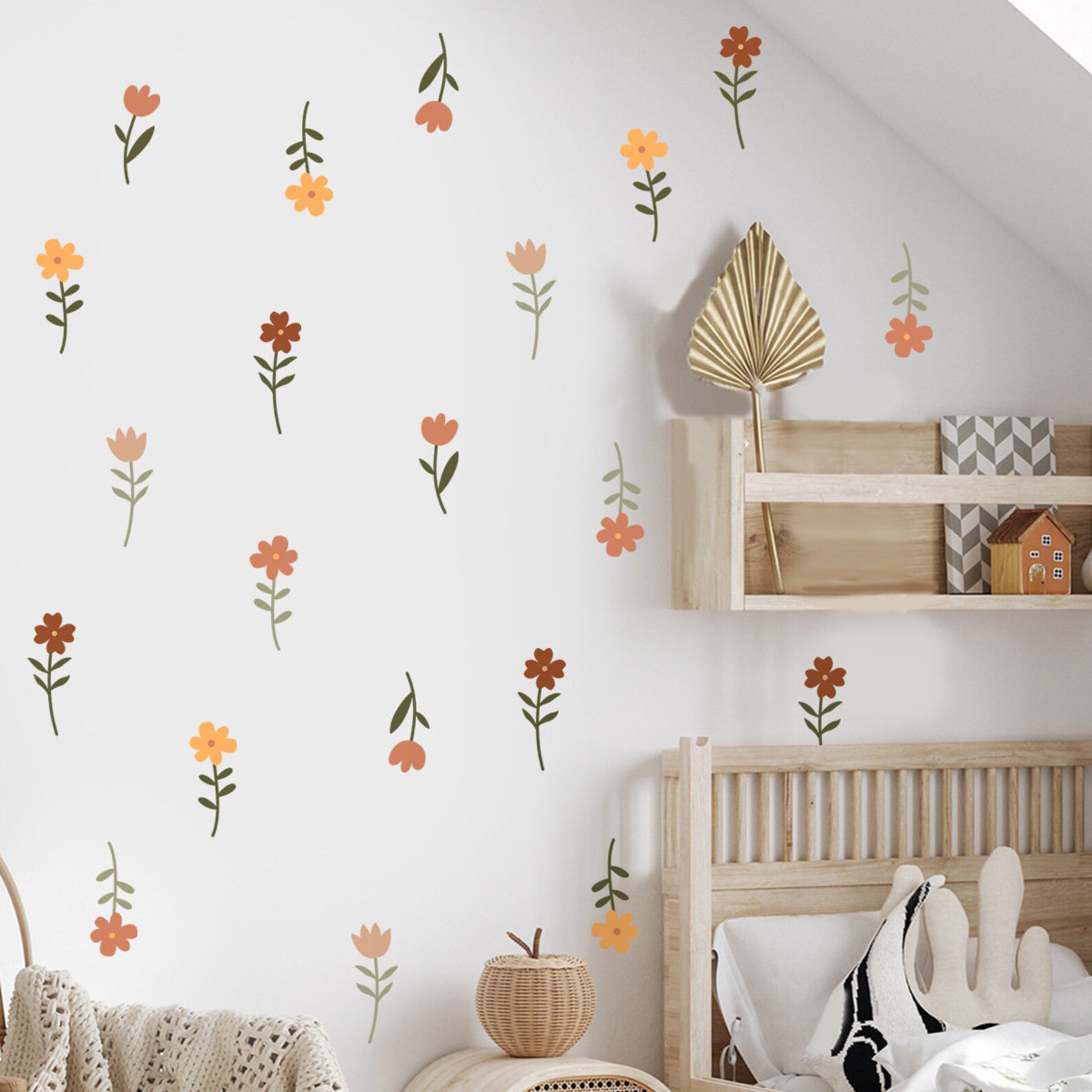 Boho Floral Wall Stickers,wildflower Wall Decal,nursery Decor,flower ...