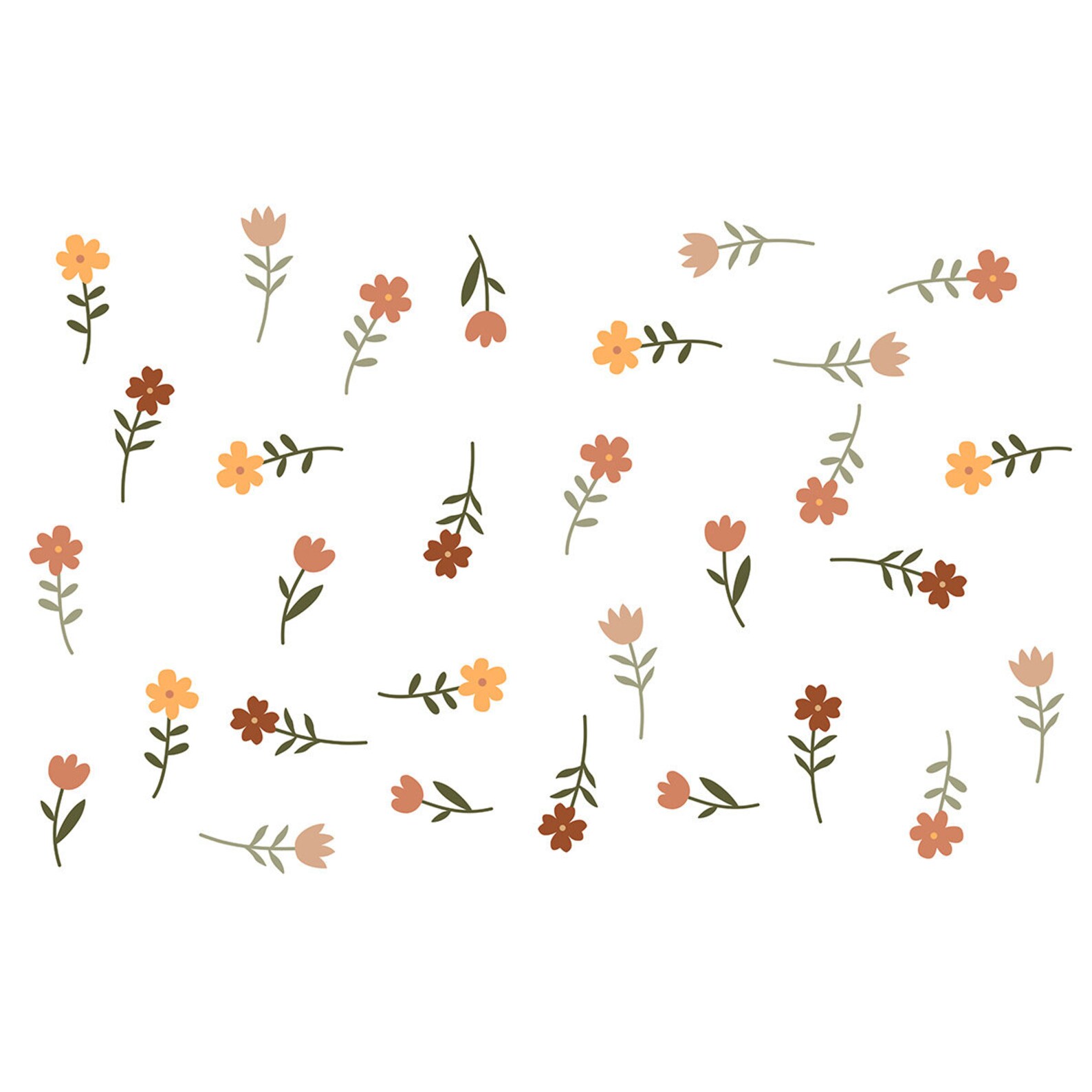 Boho Floral Wall Stickers,wildflower Wall Decal,nursery Decor,flower ...