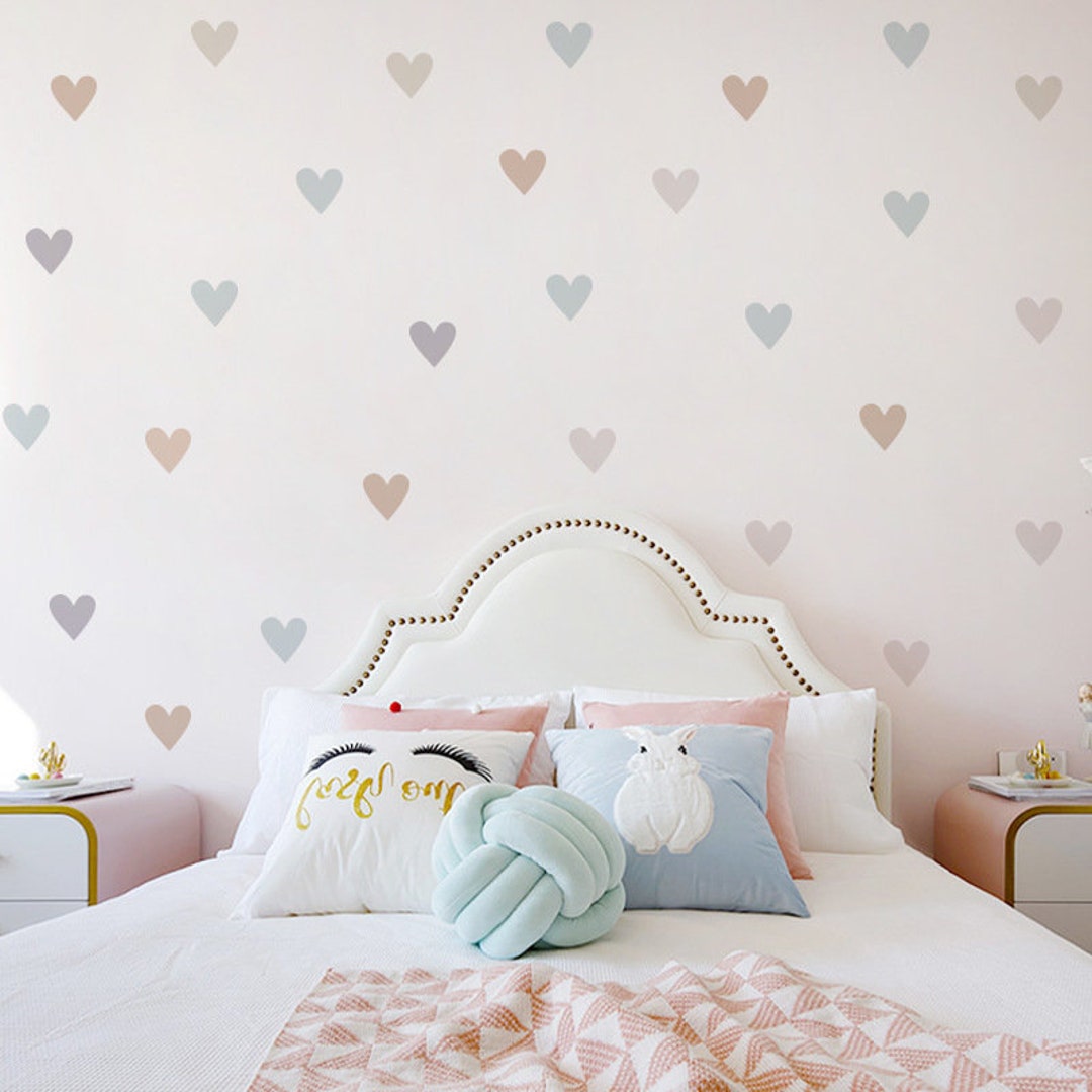 Pastel Wall Decals Heart Kids Bedroom Decor Girls Room Wall Stickers ...
