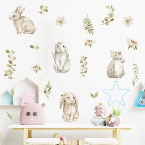 Bunny Kit Wall Decal,cartoon Rabbit Nursery Wall Stickers,removable ...