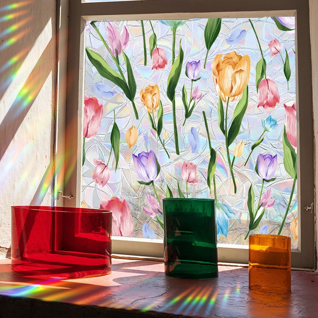 Tulip Static Sticker Window Film,flower Window Clings,static Cling ...
