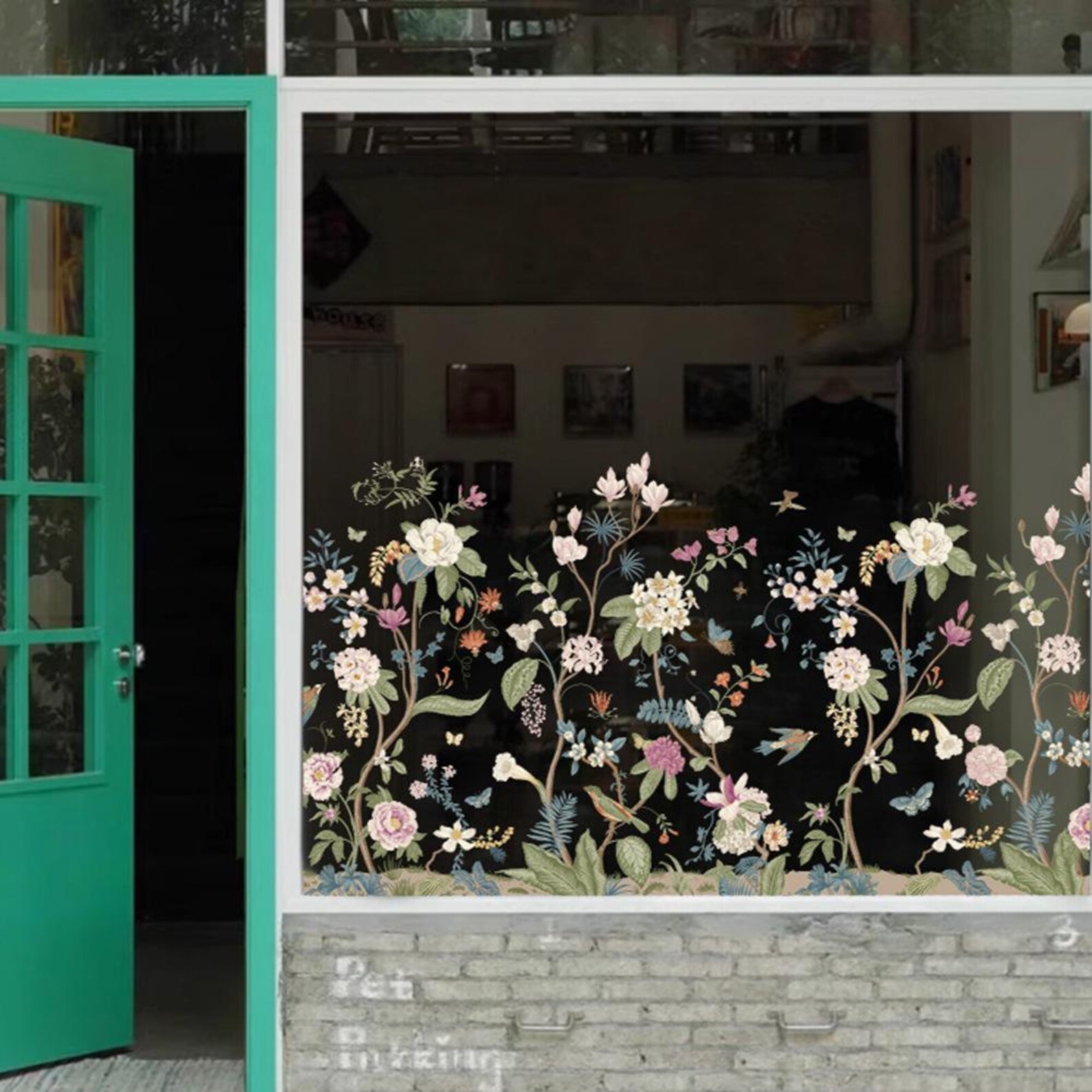 French Floral Bird Static Cling Window Decal: Double-sided,reusable ...