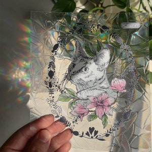 Suncatcher Window Sticker, Cat Sun Catcher Sticker for Window, Rainbow ...