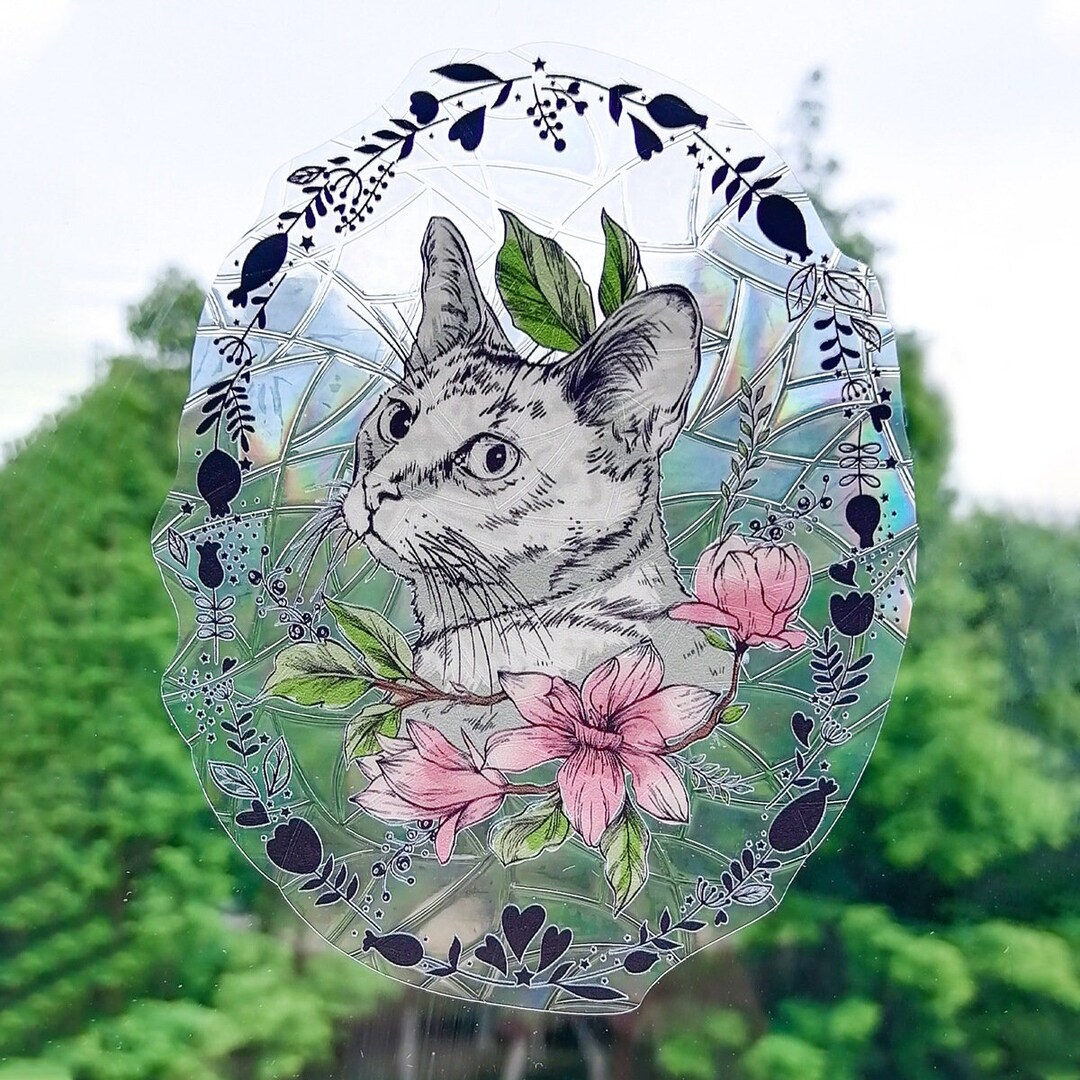 Suncatcher Window Sticker, Cat Sun Catcher Sticker for Window, Rainbow ...