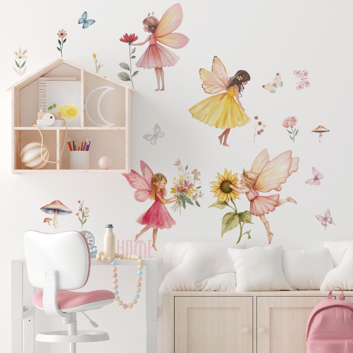 Girl's Bedroom Wall Decals, Fairy Wall Stickers, Peel & Stick ...