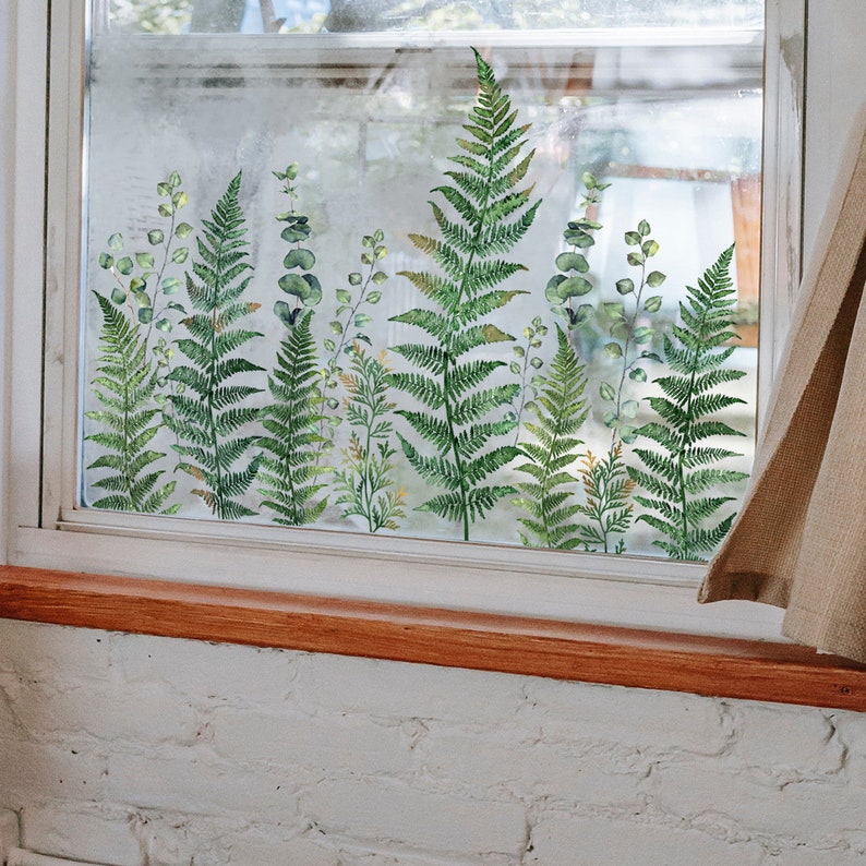 Fern Window Cling: Reusable Spring Plant Decor Decals - Etsy
