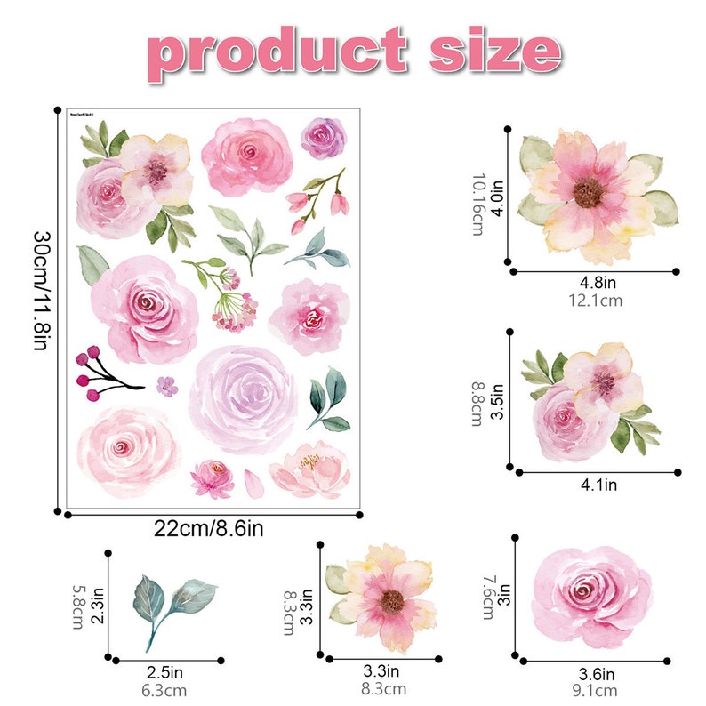 Flower Wall Stickers Removable Girl's Bedroom Wall - Etsy