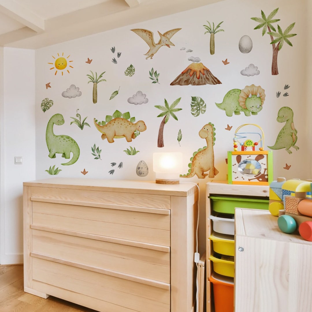 Baby Room Wall Decals Dino Nursery Removable Wall Stickers Boy's ...
