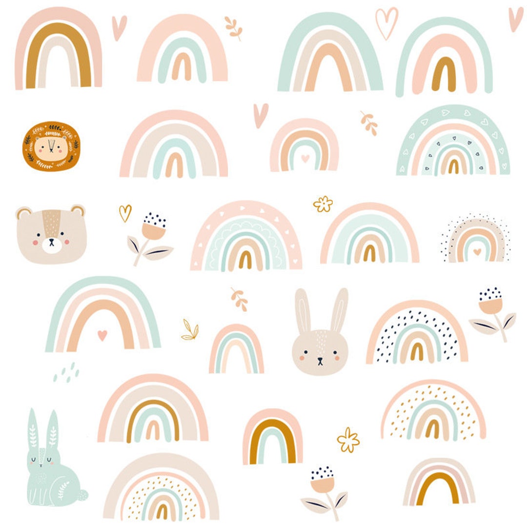 Boho Rainbow Wall Decals: Nursery Decor, Peel & Stick Vinyl Stickers - Etsy