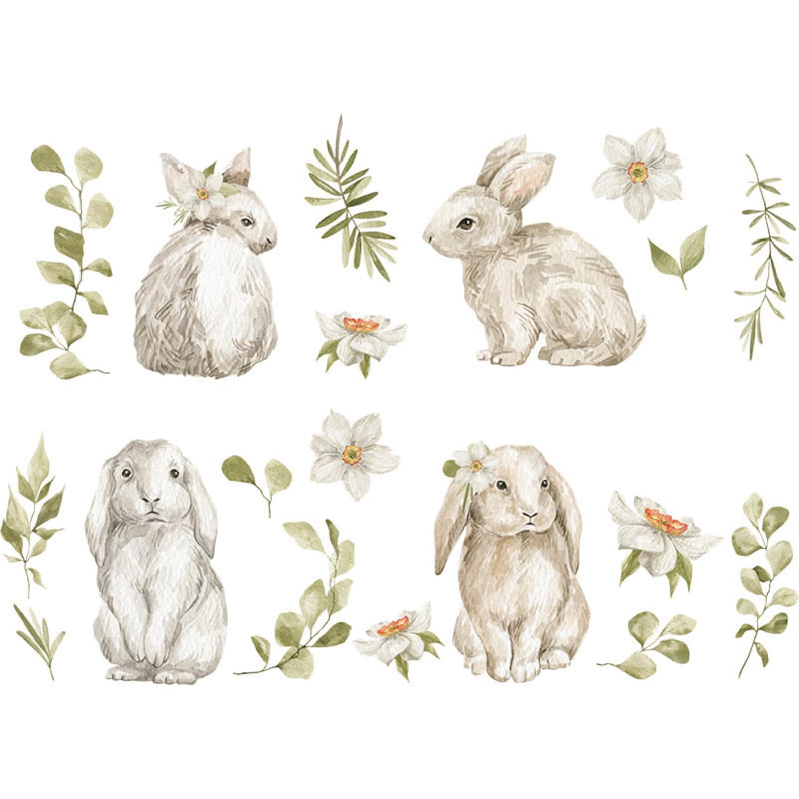 Bunny Kit Wall Decalcartoon Rabbit Nursery Wall - Etsy