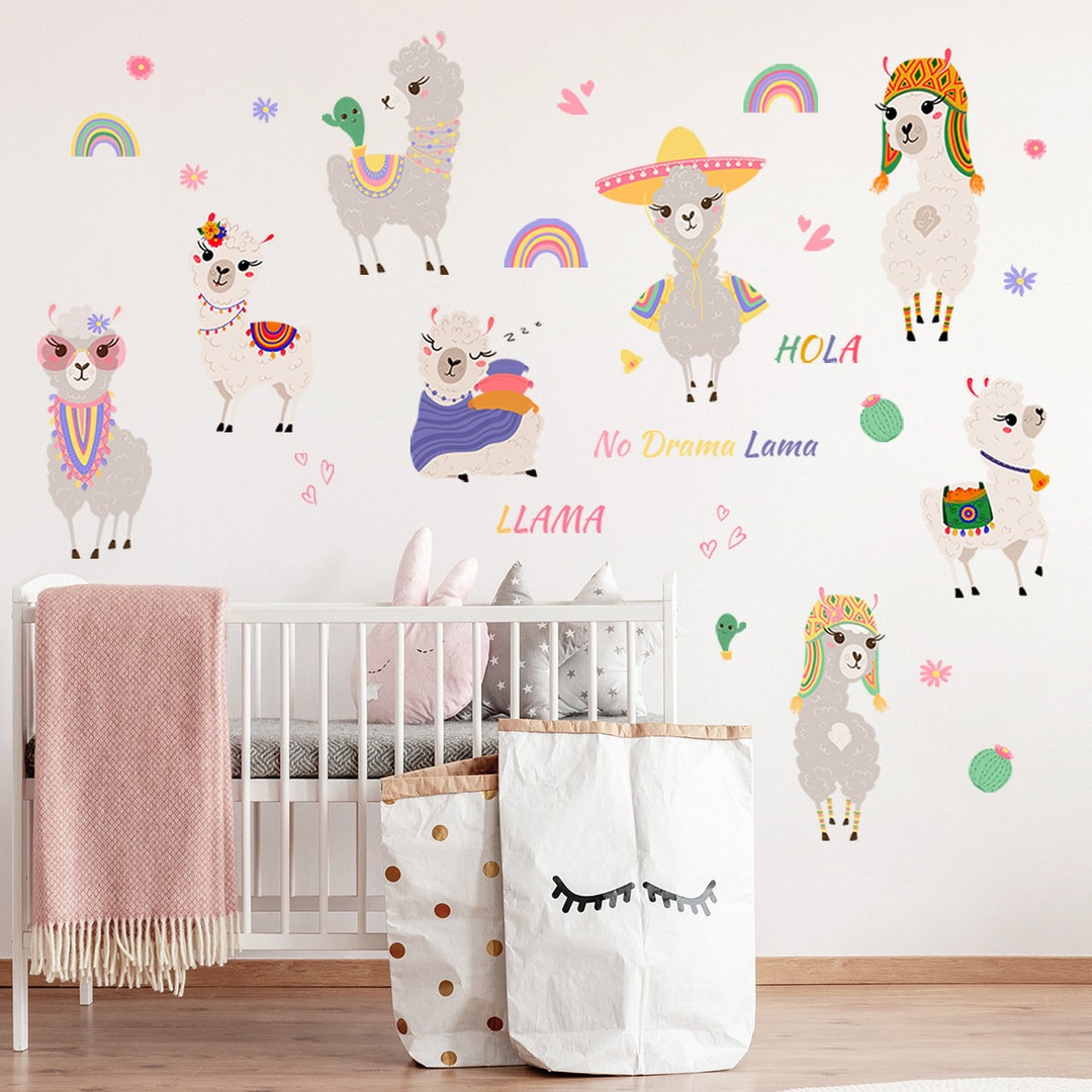Llama Alpaca and Cactus Wall Decals,baby Nursery Decals, Cactus ...