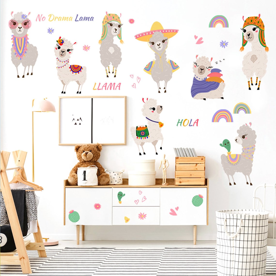 Llama Alpaca and Cactus Wall Decalsbaby Nursery Decals | Etsy