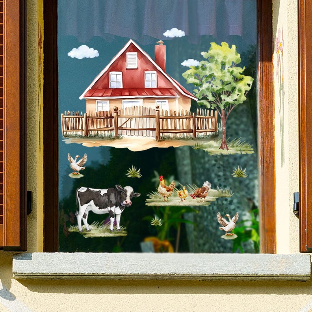 Farm Animals Static Clings Window Stickers,farmhouse Wall Decals for ...