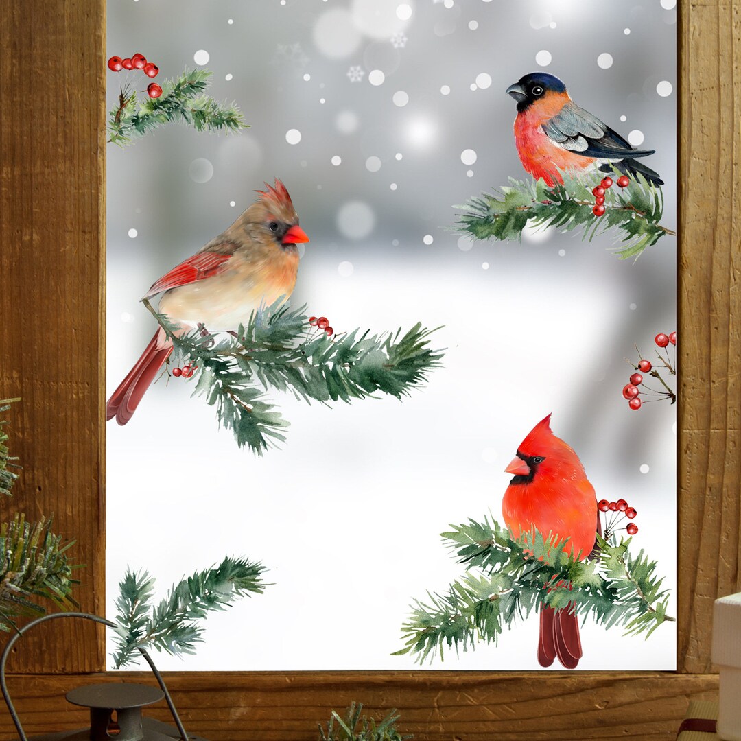 Three Birds Window Static Cling Sticker,window Decor Spring Window ...
