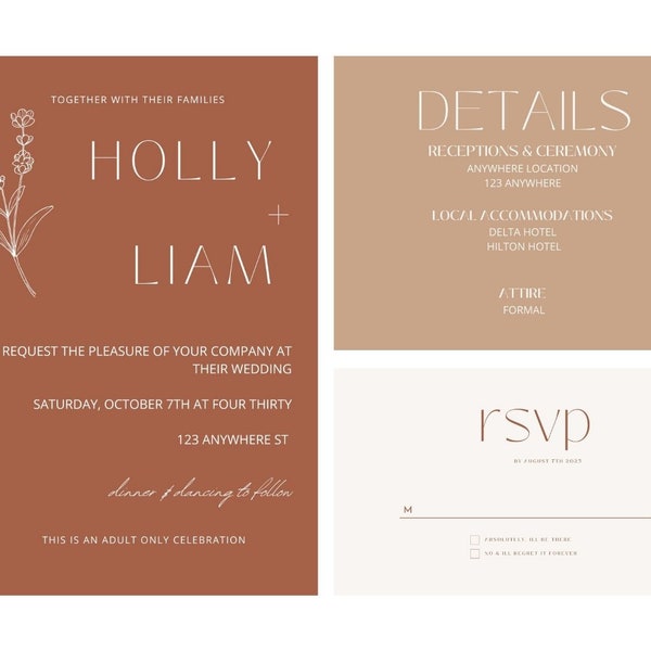 3 Part Wedding Invitation - Etsy