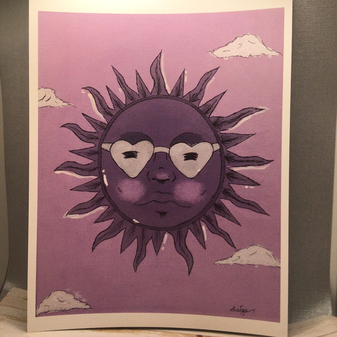 Funky Sun Art Print, Heart Glasses, Astrology Decor (8.5'' X 11'') - Etsy