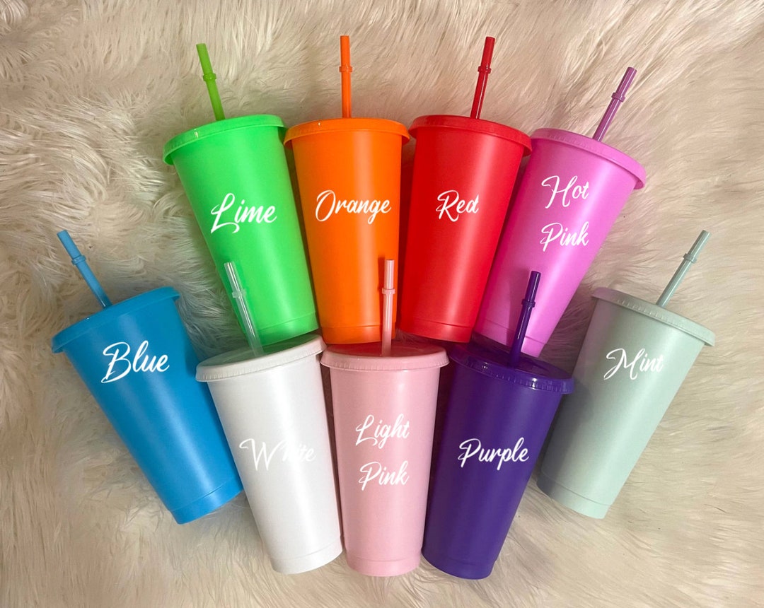 BLANK or Personalised Solid Colour Tumbler With Matching Lid & Straw ...