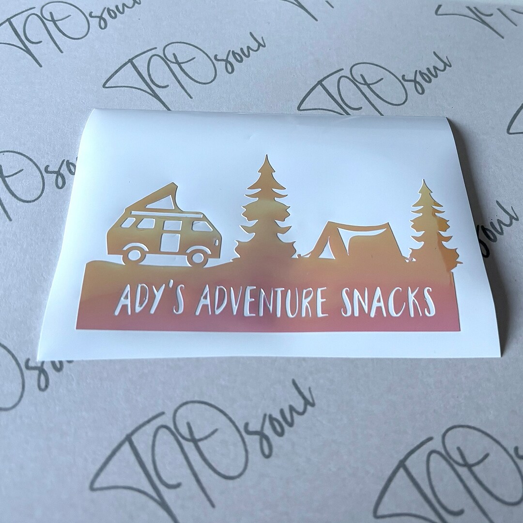Personalised Travel Snacks Decal Sticker, Camping Snack Box Decal ...
