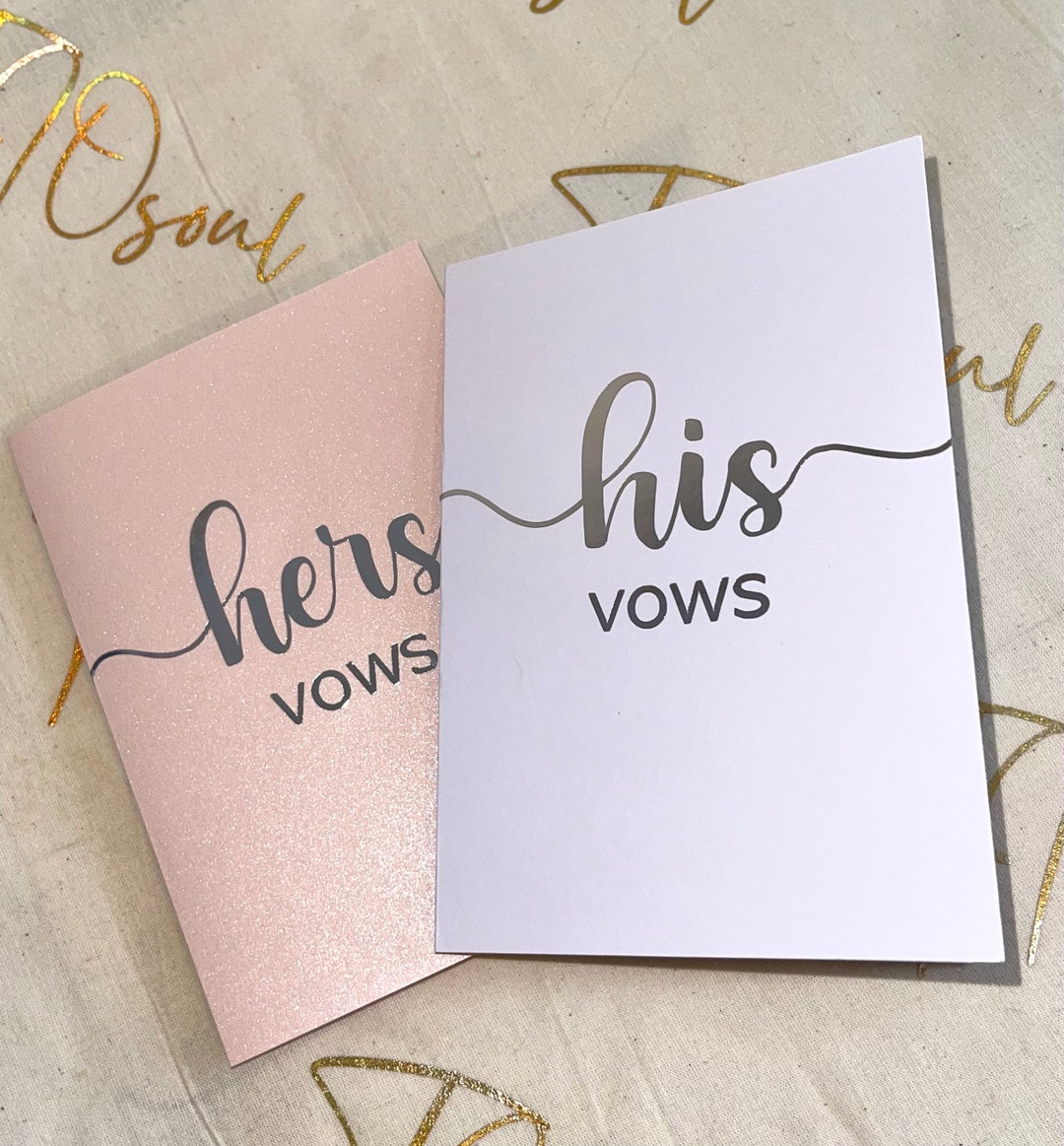His Vow, Her Vows, Wedding Vows Card, A6 Pearlescent Card, Set of 2 ...
