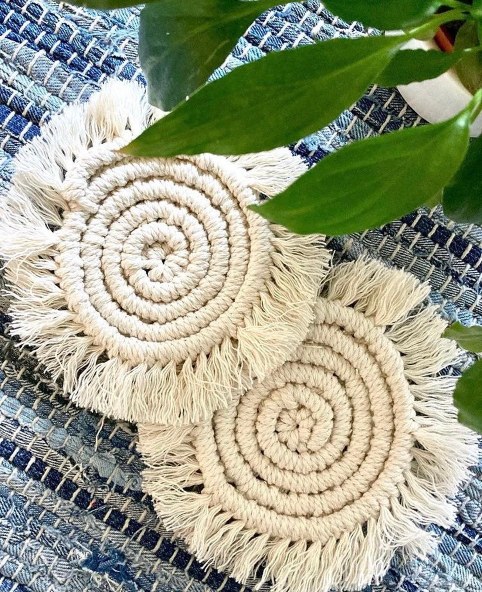 Set of Two Macrame Coasters Colour Options Available | Etsy