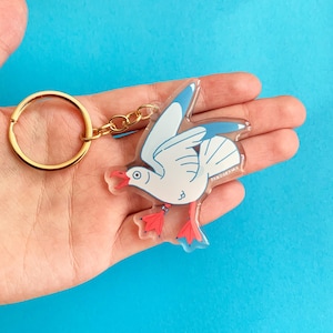 SEAGULL Acrylic Keychain | Resin Coated Keychain With Gold Keyring - Etsy