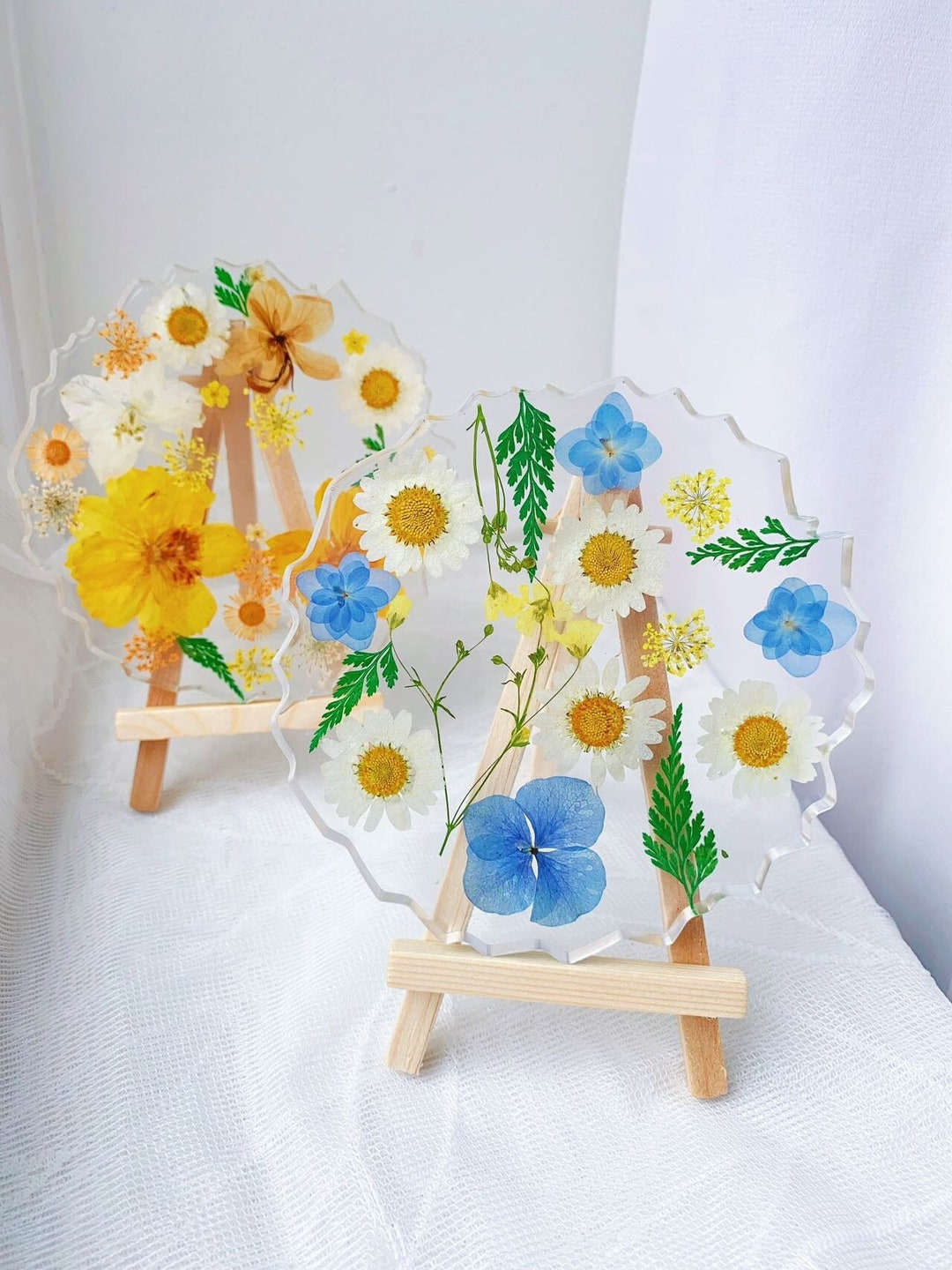 Handmade Resin Coasters With Real Dried Flowers, Pressed Flower Art ...