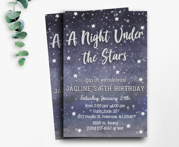 A Night Under The Stars Invitation Night Sky Theme Etsy