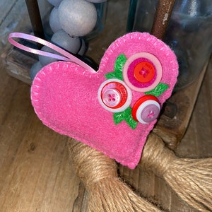 Medium Pink Heart Ornament With Buttons - Etsy