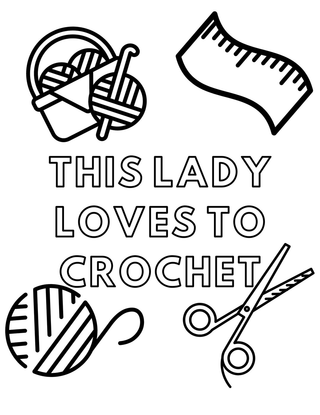 Crochet Coloring Page-coloring Page for Crocheters-coloring - Etsy ...