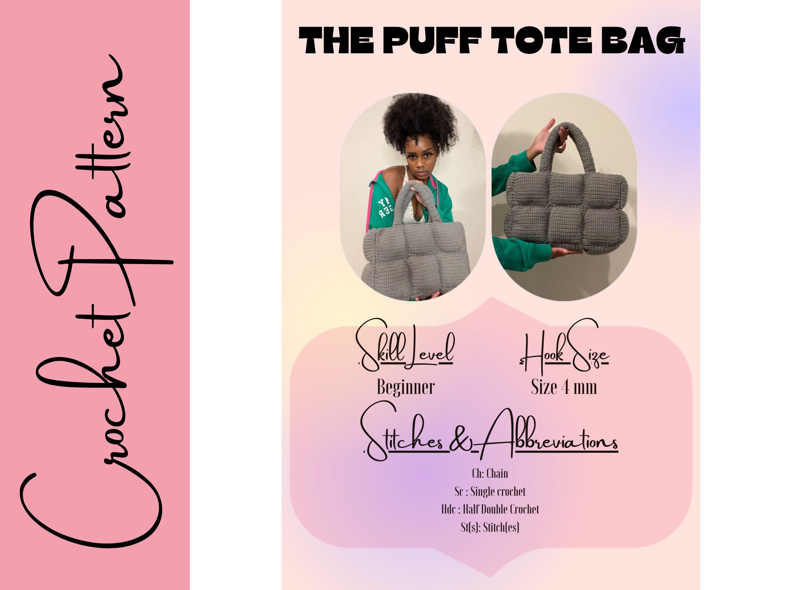 Easy Crochet Purse PATTERN puff Tote Bag Easy Crochet Bag - Etsy