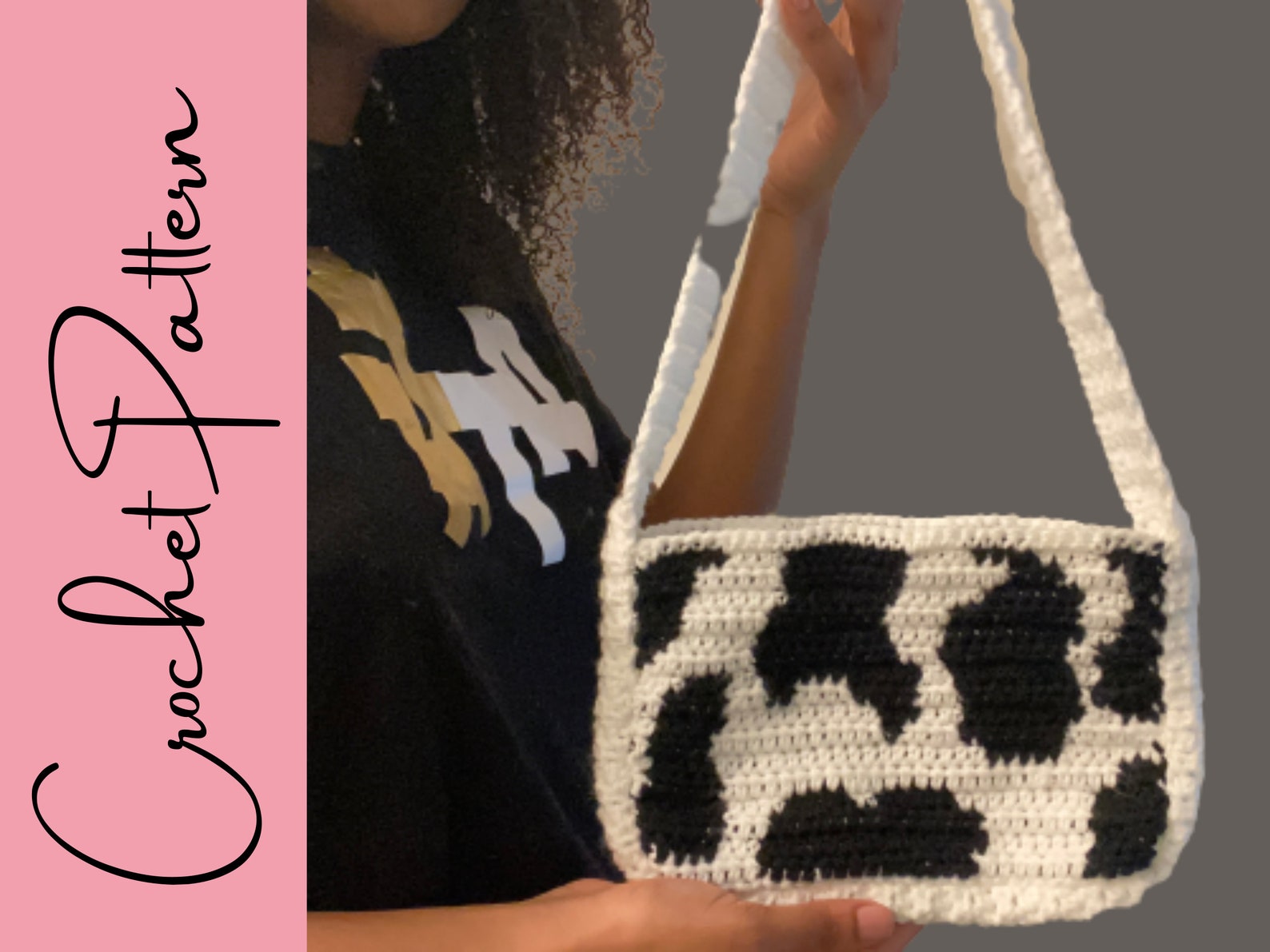Crochet Purse Cow Print Mini Bag Easy Crochet Purse - Etsy