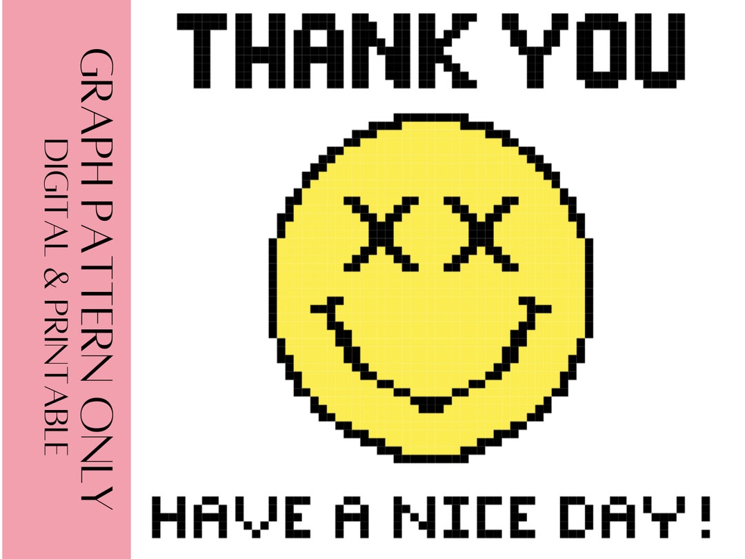 Thank You Smiley Face Crochet Graph & Written PATTERN - Etsy