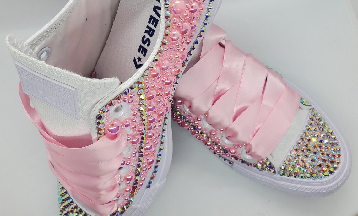 Pink Bedazzled Converse - Etsy