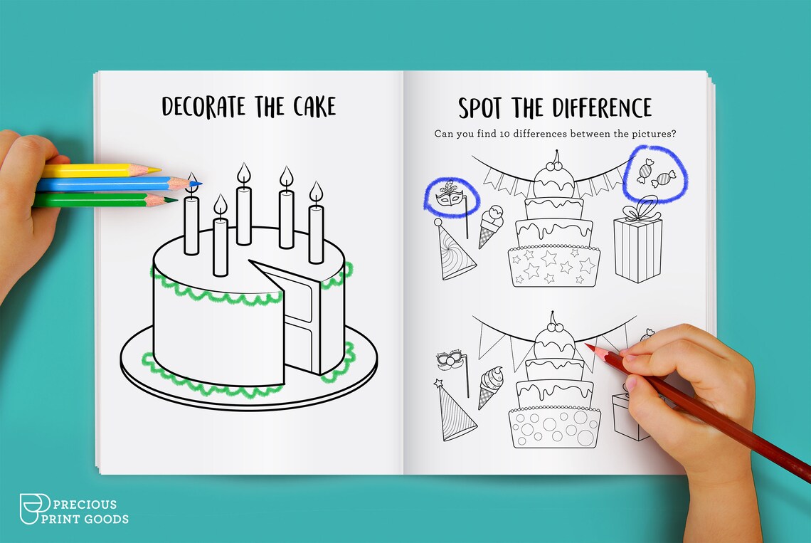 Happy Birthday Activity Coloring Book for Kids - Digital Files Instant ...