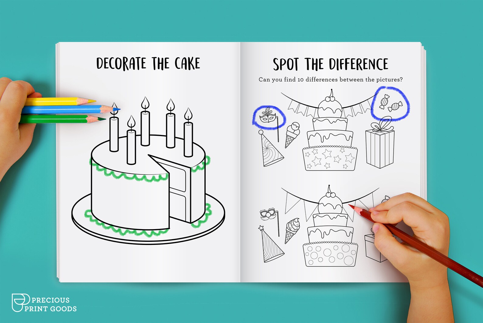 Happy Birthday Activity Coloring Book for Kids Digital Files - Etsy