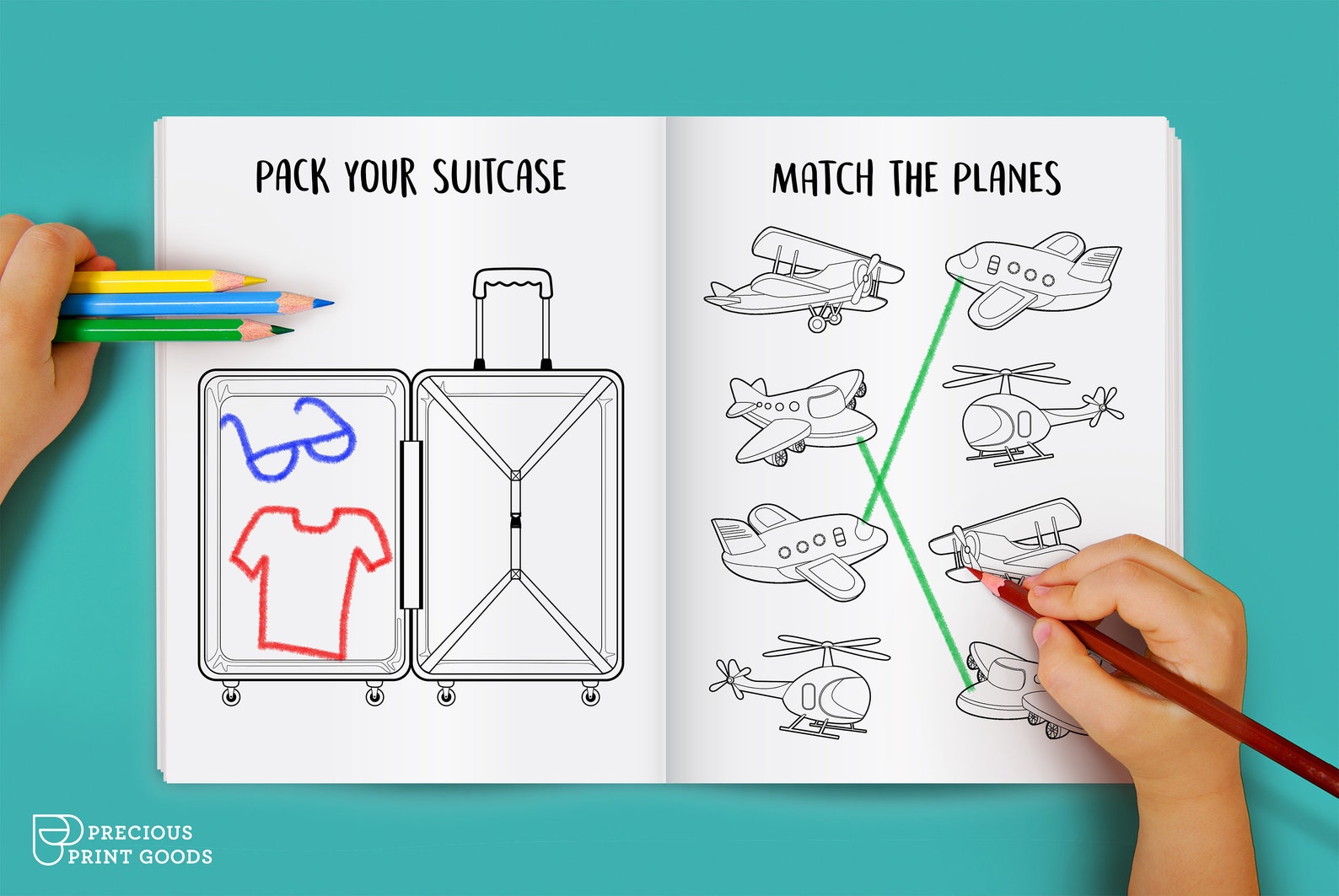 Airplane Adventure Travel Activity Coloring Book for Kids - Etsy