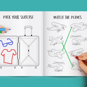 Airplane Adventure Travel Activity Coloring Book for Kids - Digital ...