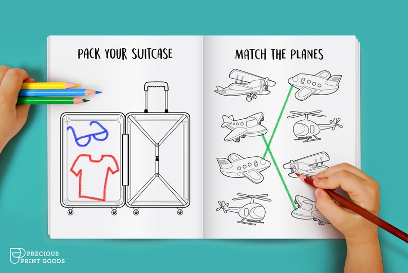 Airplane Adventure Travel Activity Coloring Book for Kids - Etsy
