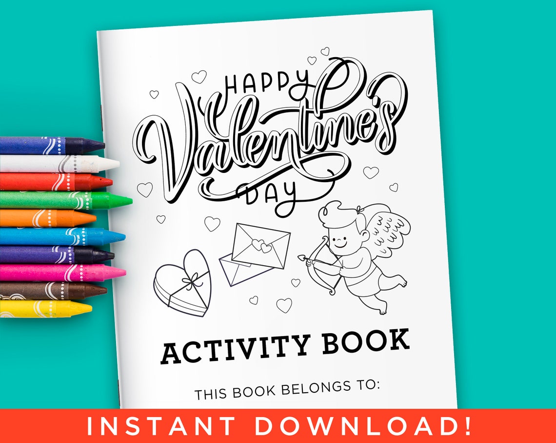 Valentine's Day Activity Coloring Book for Kids Digital - Etsy