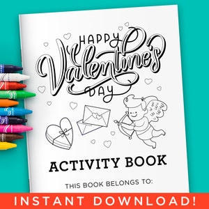 Valentine's Day Activity Coloring Book for Kids - Digital Files Instant ...