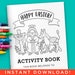 Happy Birthday Activity Coloring Book for Kids - Digital Files Instant ...