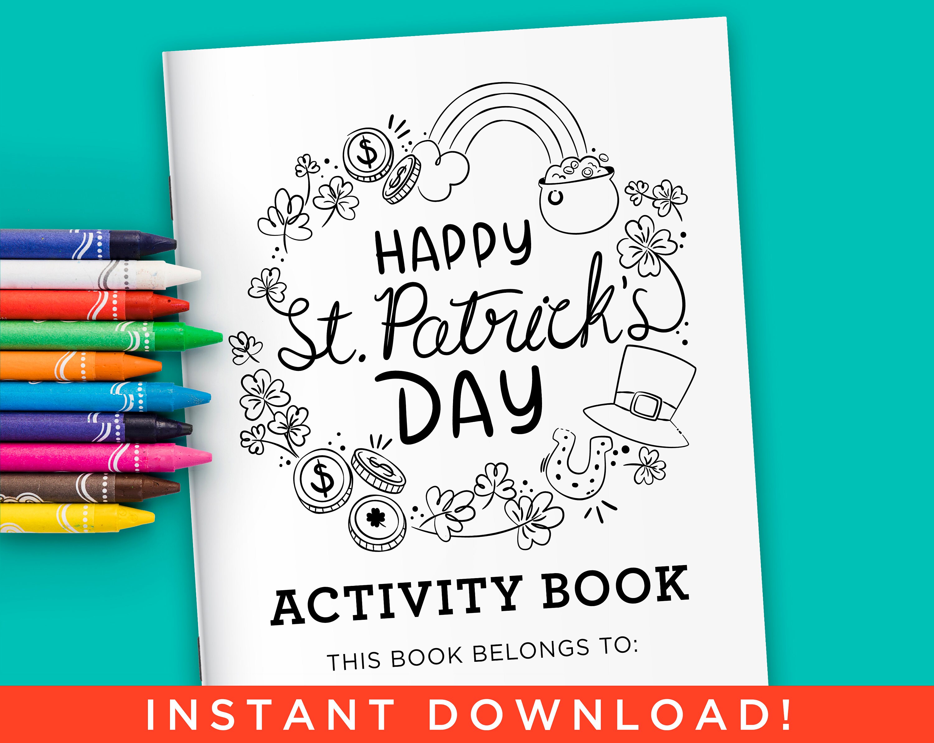 St. Patrick's Day Activity Coloring Book for Kids Digital Files Instant ...