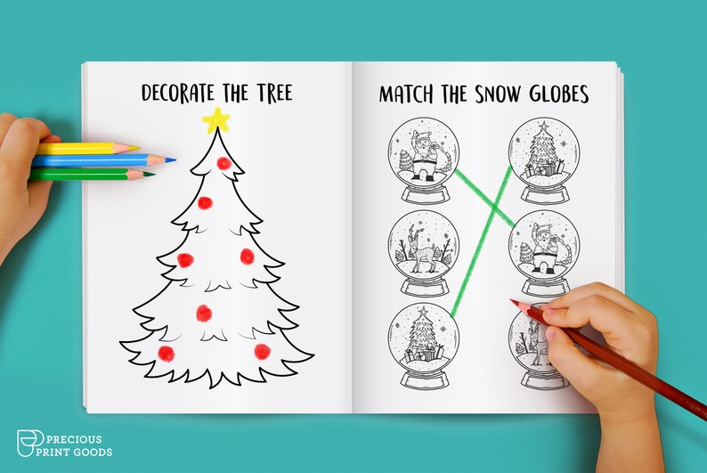 Merry Christmas Activity Coloring Book for Kids - Digital Files Instant ...