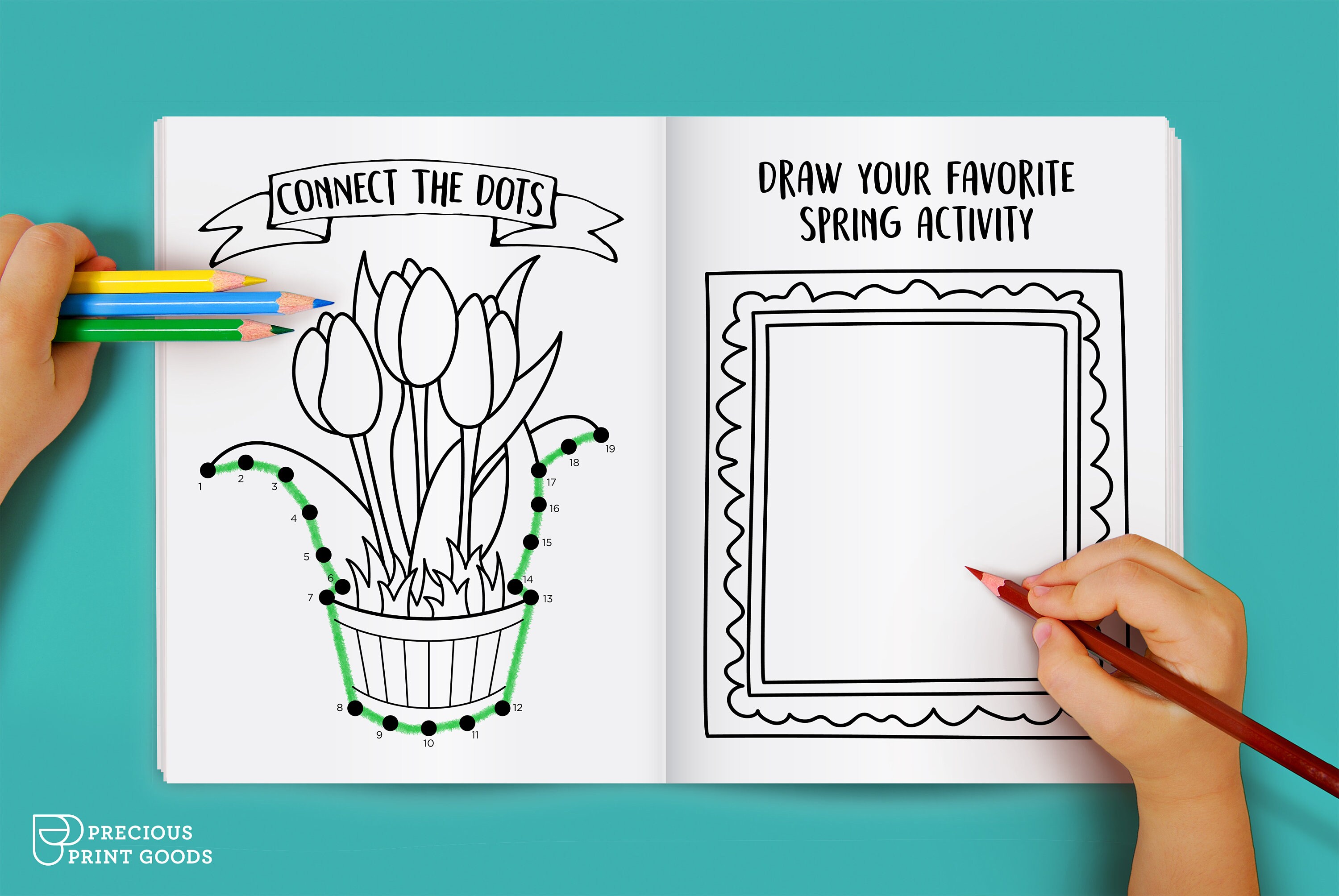 Spring Activity Coloring Book for Kids - Digital Files Instant Download ...