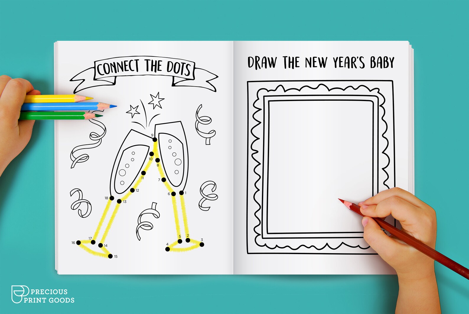 New Years Activity Coloring Book for Kids - Digital Files Instant ...