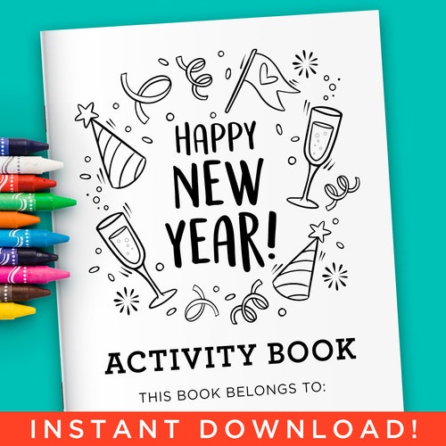 New Years Activity Coloring Book for Kids Digital Files - Etsy