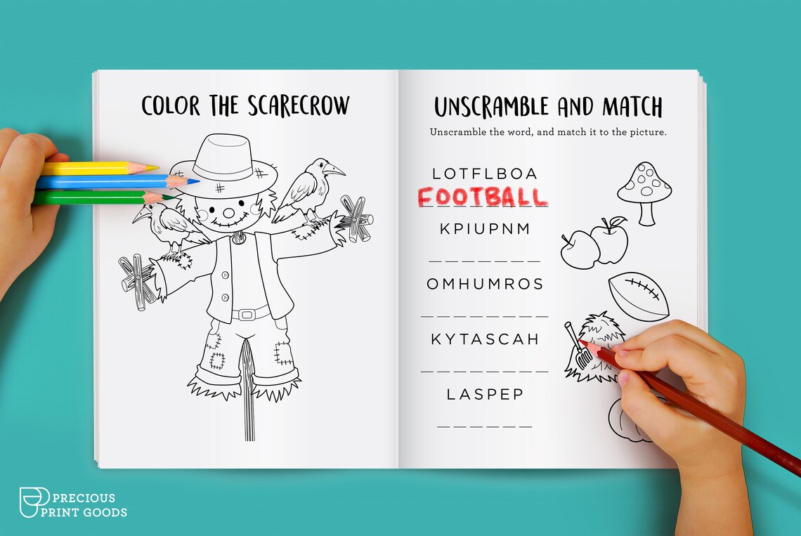 Autumn Activity Coloring Book for Kids - Digital Files Instant Download ...