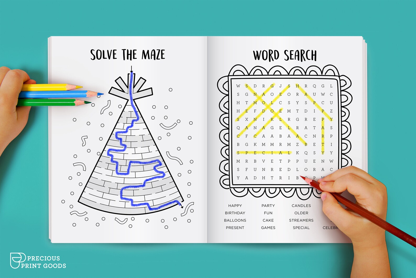 Happy Birthday Activity Coloring Book for Kids - Digital Files Instant ...